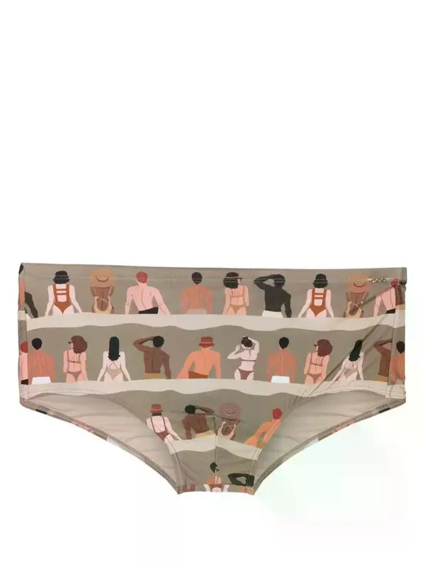 AMIR SLAMA Graphic-print Swim Trunks - Brown