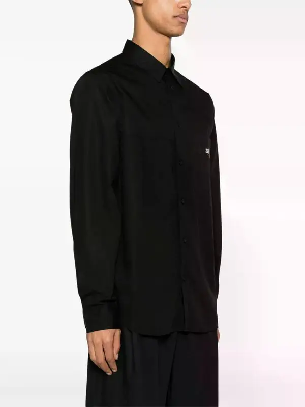 Versace Logo-patch Cotton Shirt