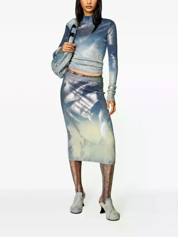 DIESEL® Ribbed Knit Midi Skirt
