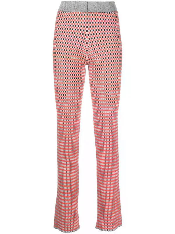Rabanne Check-pattern Ribbed-knit Trousers