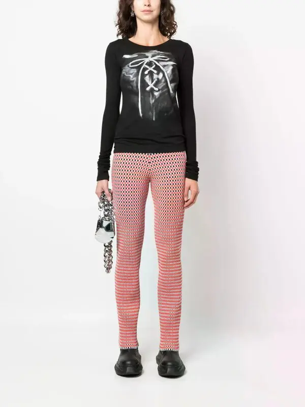 Rabanne Check-pattern Ribbed-knit Trousers