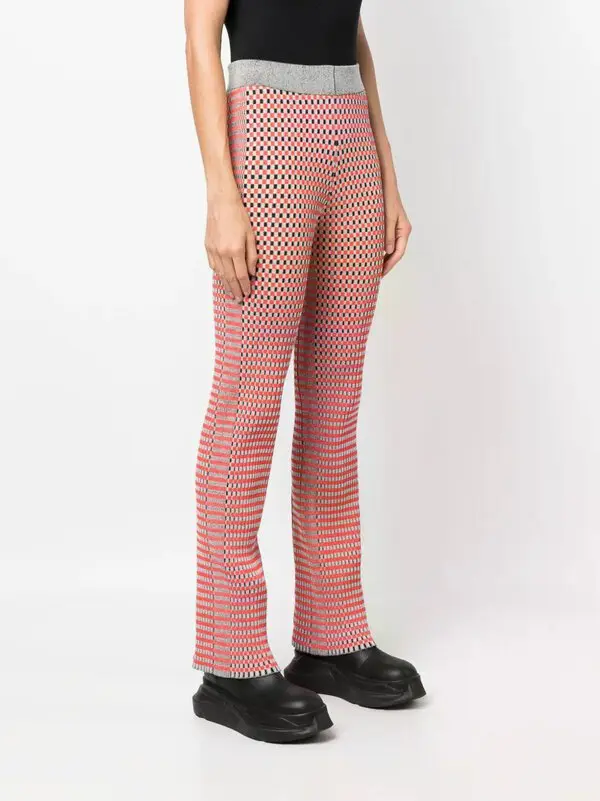 Rabanne Check-pattern Ribbed-knit Trousers