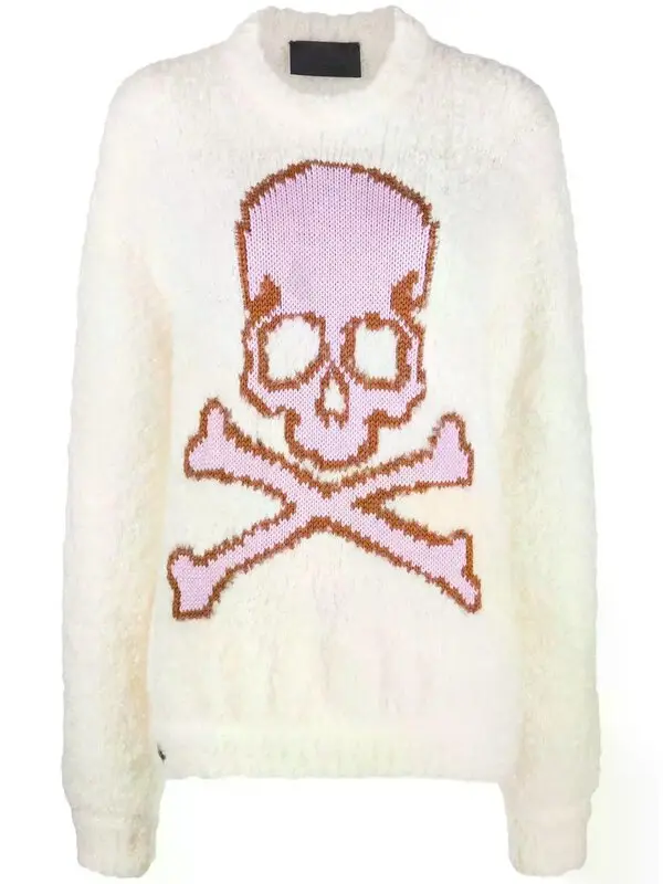 Philipp Plein Skull & Bones Knitted Jumper - Neutrals