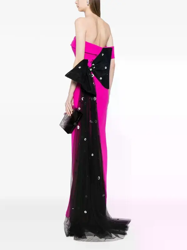 SAIID KOBEISY Bow Off-shoulder Gown