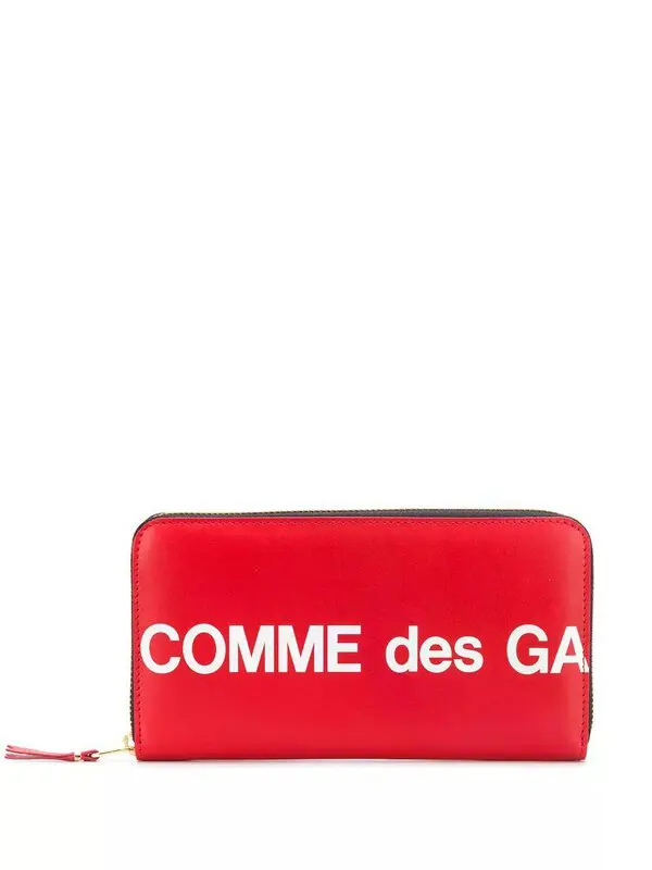 Comme Des Garçons Rectangular Logo Print Wallet - Red