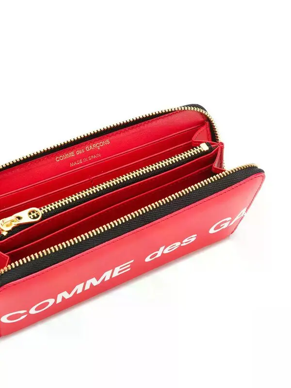 Comme Des Garçons Rectangular Logo Print Wallet - Red