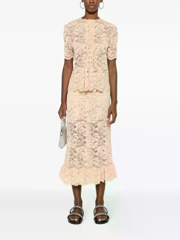 Rabanne Corded-lace Midi Skirt