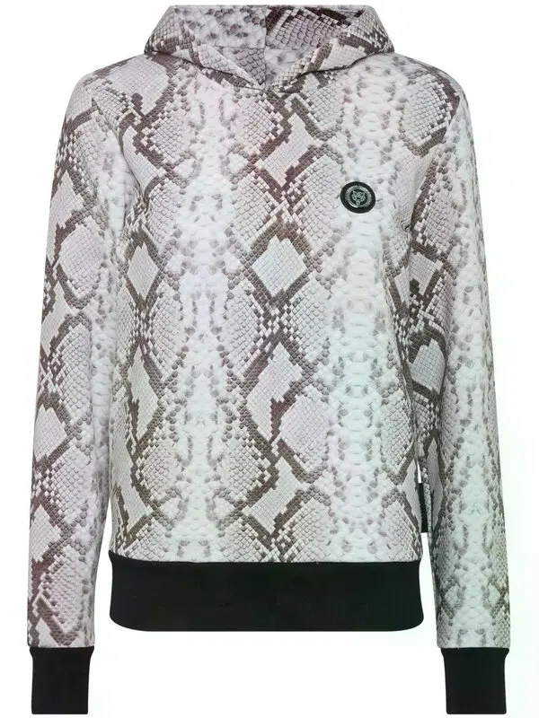 PLEIN SPORT Tiger Logo-patch Python-print Hoodie