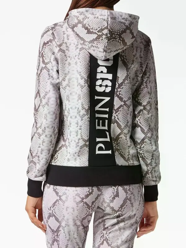 PLEIN SPORT Tiger Logo-patch Python-print Hoodie