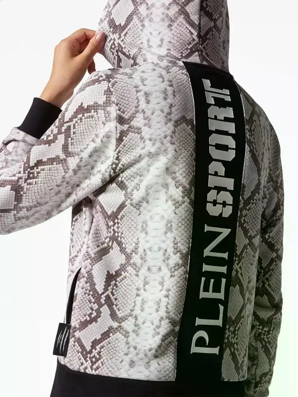 PLEIN SPORT Tiger Logo-patch Python-print Hoodie