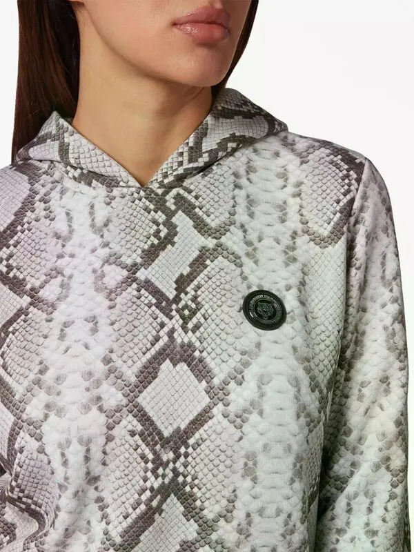 PLEIN SPORT Tiger Logo-patch Python-print Hoodie