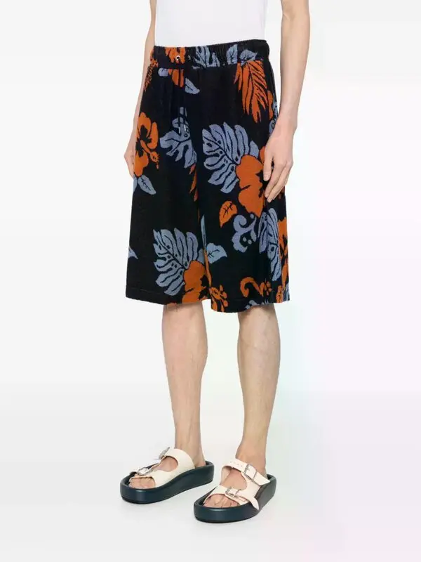 Maison Kitsuné Floral Print Cotton Shorts