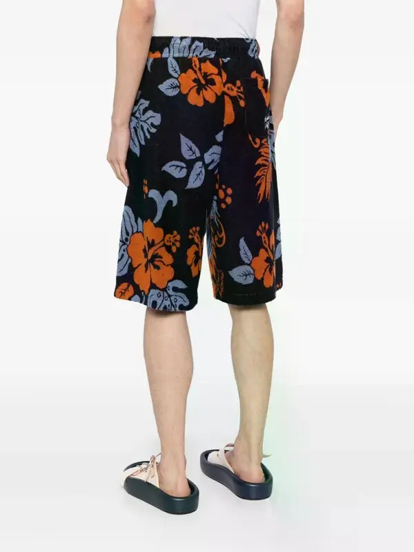 Maison Kitsuné Floral Print Cotton Shorts