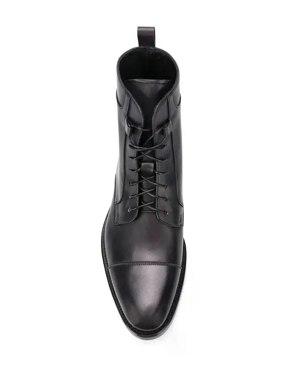 SCAROSSO Totò Nero Leather Ankle Boots - Black