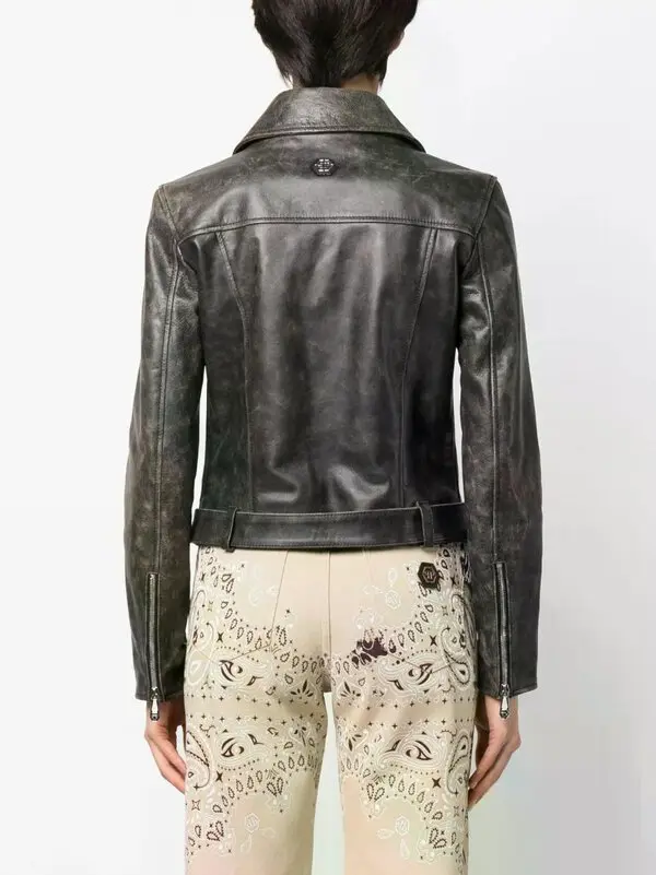 Philipp Plein Leather Biker Jacket