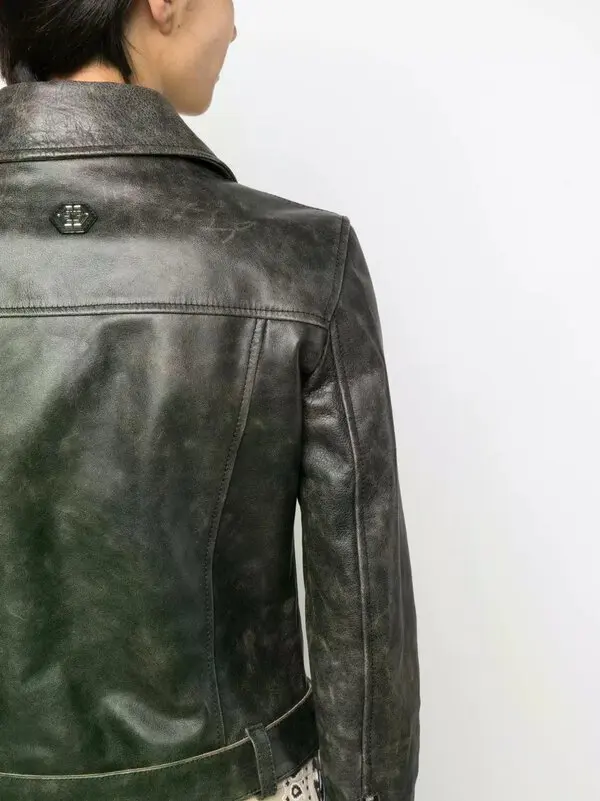Philipp Plein Leather Biker Jacket