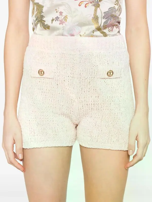 TWINSET Knitted Shorts With Oval T-buttons - Pink