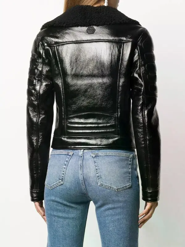 Philipp Plein Shearling-trimmed Moto Jacket