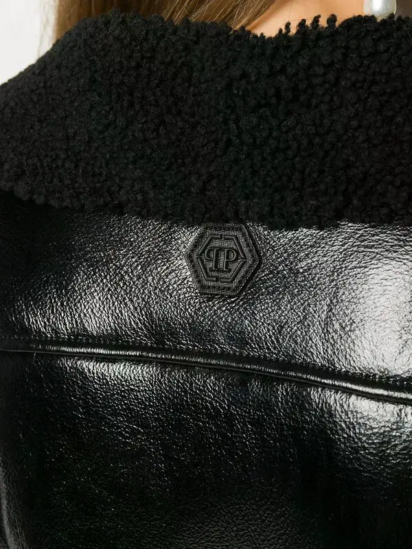 Philipp Plein Shearling-trimmed Moto Jacket
