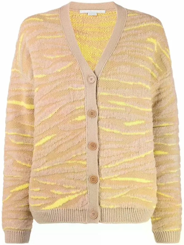 Stella McCartney Tiger-pattern Knitted Cardigan - Neutrals