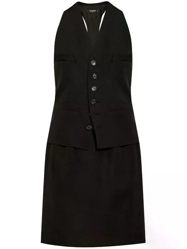 Dsquared2 V-neck Wool Dress - Black