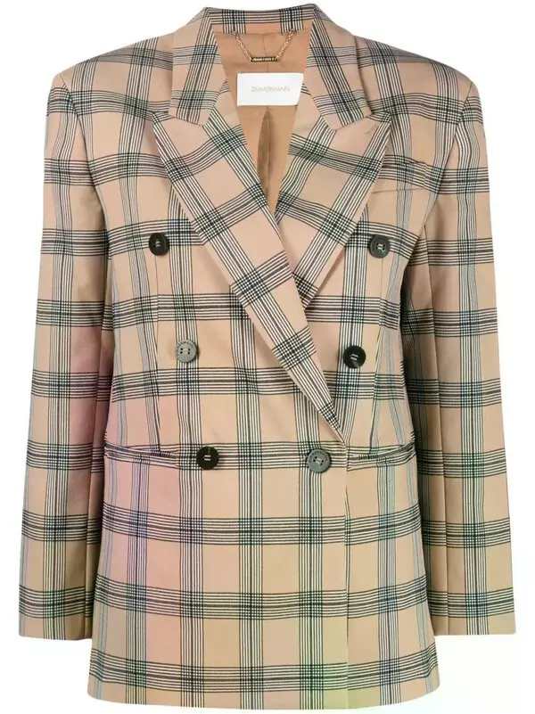 Zimmermann Luminosity Checked Double-breasted Blazer