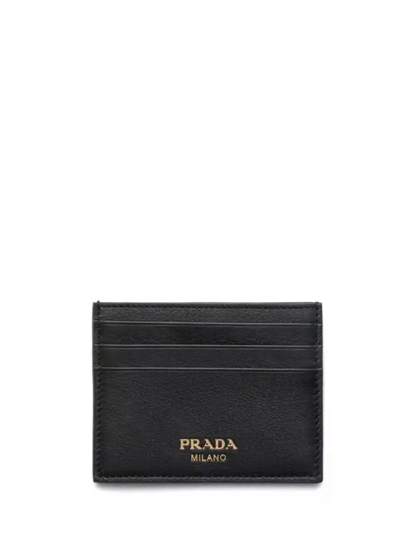 Prada Logo-stamp Leather Card Holder - Black