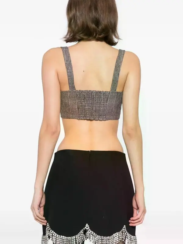 SELF-PORTRAIT Checked Cropped Top