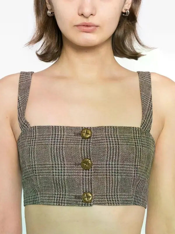 SELF-PORTRAIT Checked Cropped Top