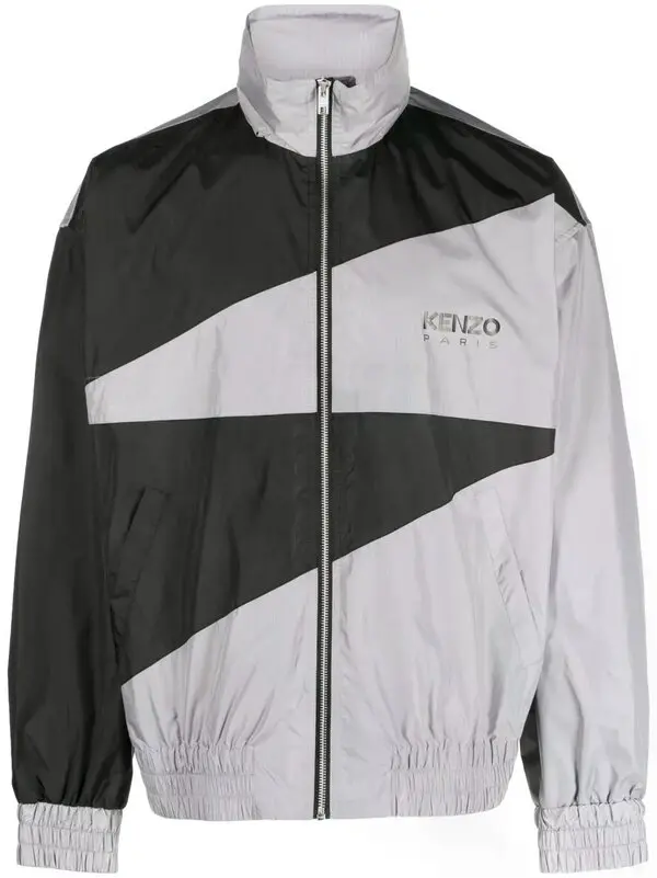 Kenzo Two-tone Logo-print Lightweight Jacket - Grey