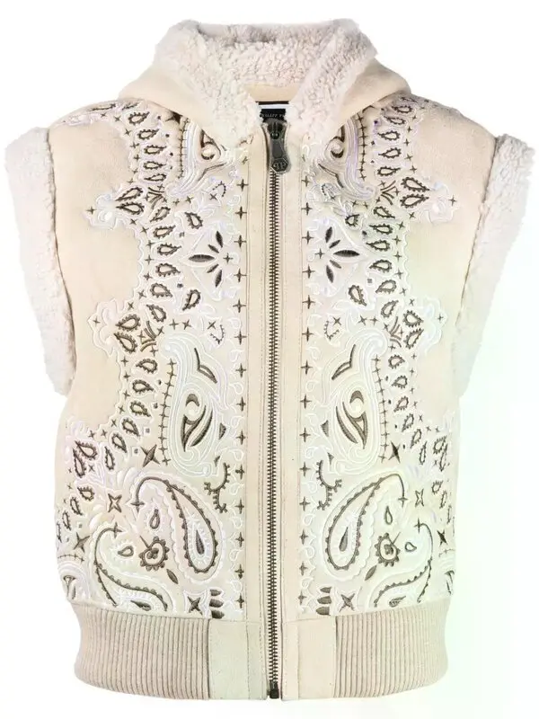 Philipp Plein Bandana-print Sleeveless Jacket - Neutrals
