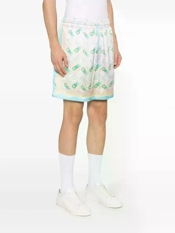 Casablanca Ping Pong Silk Shorts - Blue