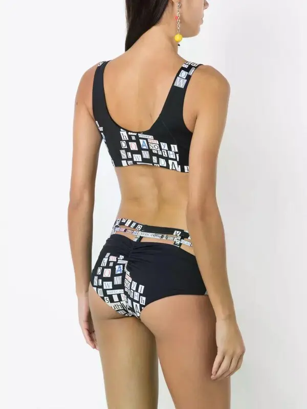 AMIR SLAMA Text-print Strappy Bikini