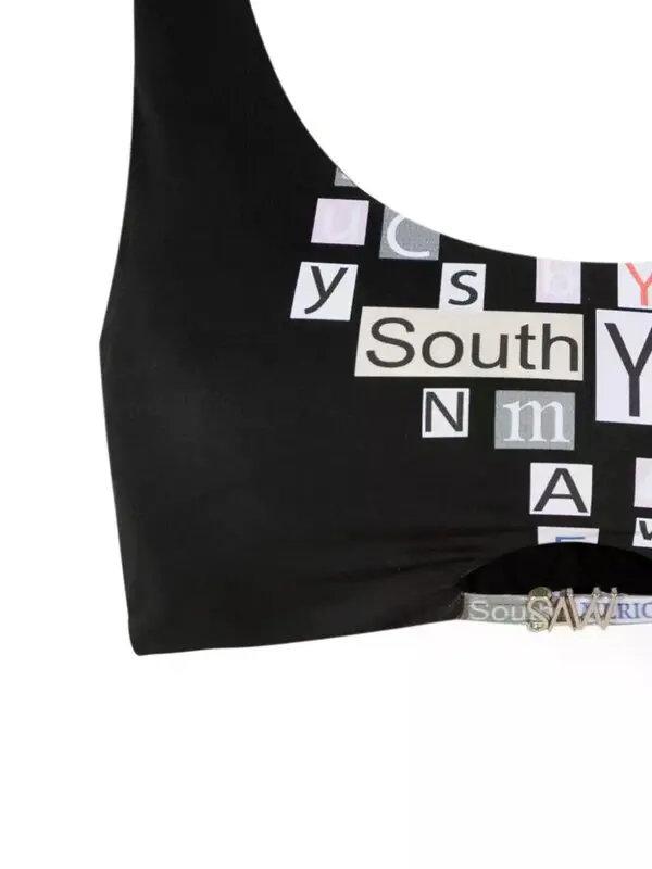 AMIR SLAMA Text-print Strappy Bikini