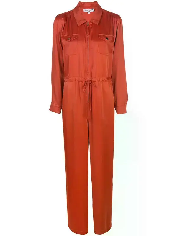 Opening Ceremony Zip-front Long-sleeve Jumpsuit - Orange