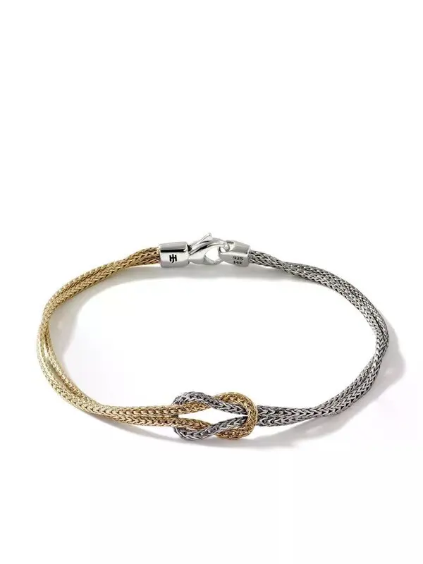 John Hardy 14kt Yellow Gold And Manah Double-row Bracelet - Silver