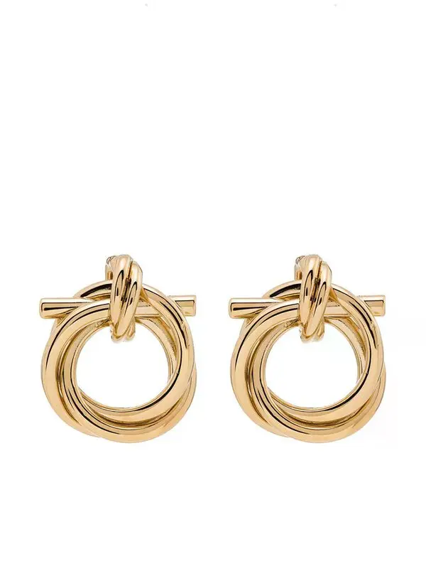FERRAGAMO Twisted Gancini Earrings - Gold