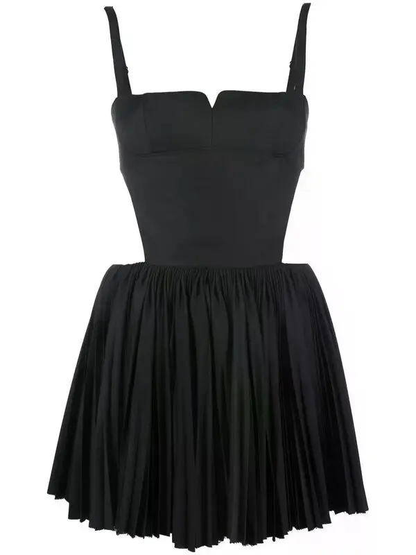 SHUSHU/TONG Open-back Pleated Minidress - Black