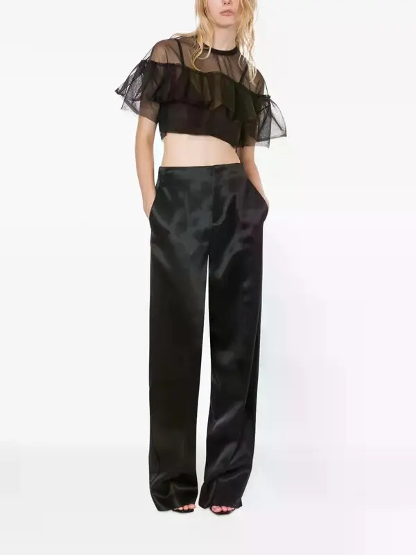 Philosophy Di Lorenzo Serafini Sheer Tulle Cropped Blouse