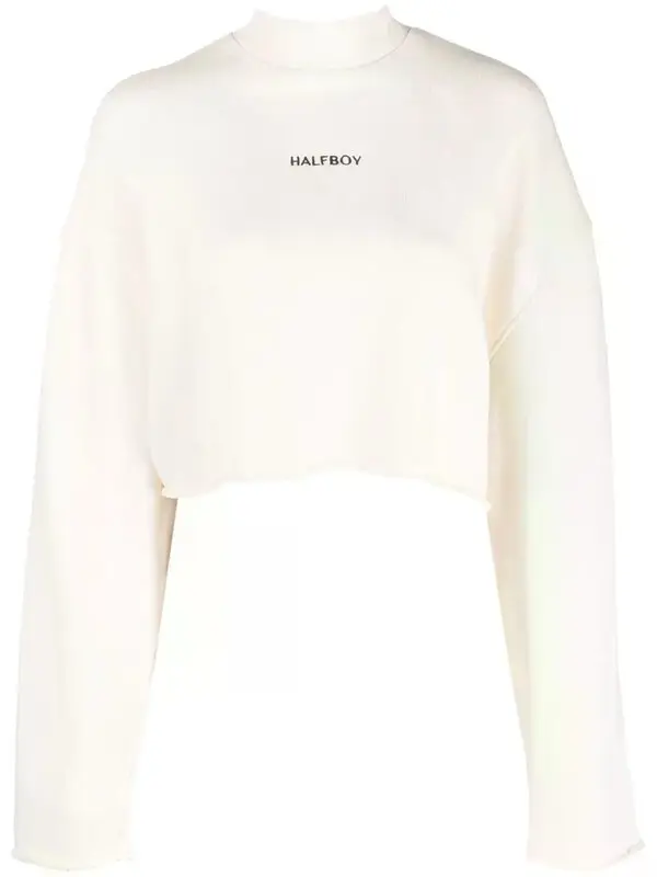 HALFBOY Logo-embroidered Cropped Sweatshirt - Neutrals