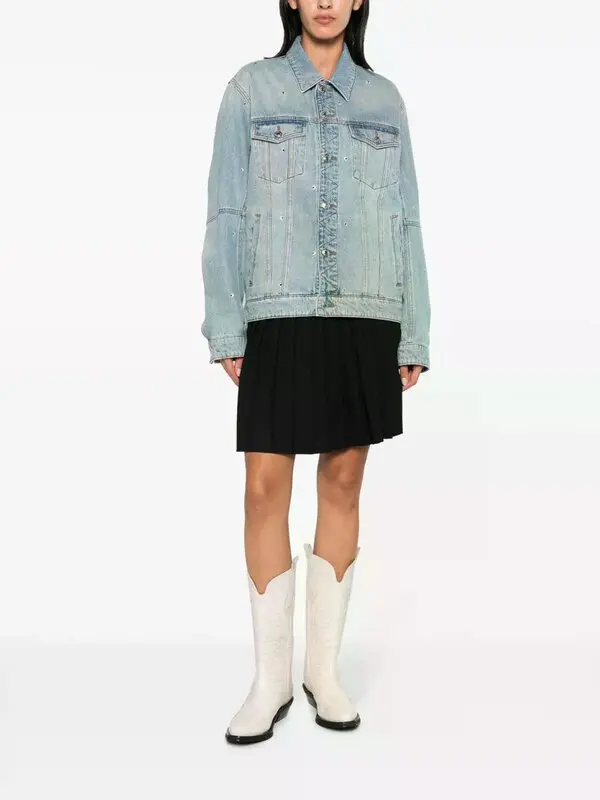 Zadig&Voltaire Kasy Spread-collar Crystal Denim Jacket