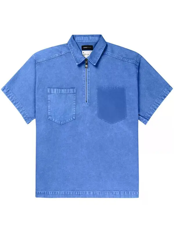 PURPLE BRAND Logo-embroidered Missing-pocket Polo Shirt
