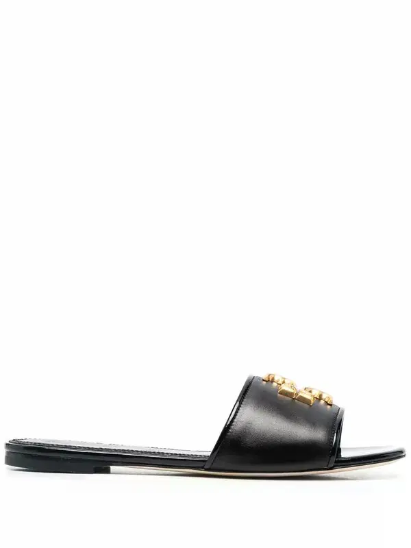 Tory Burch Eleanor Leather Slides - Black