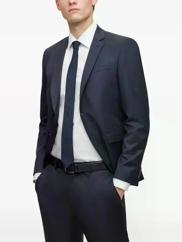 BOSS Virgin-wool Single-breasted Blazer - Blue