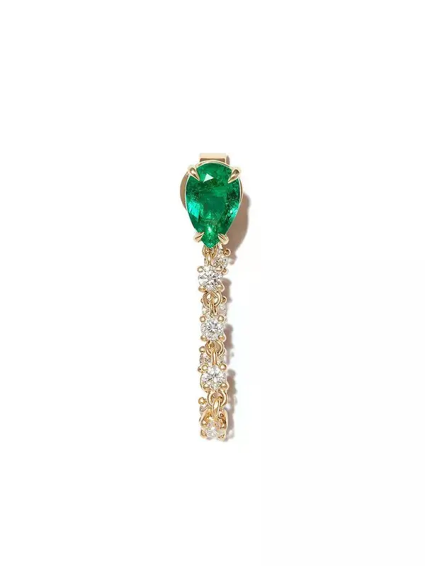 ANITA KO 18kt Yellow Emerald And Diamond Loop Earring - Gold