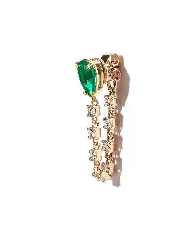 ANITA KO 18kt Yellow Emerald And Diamond Loop Earring
