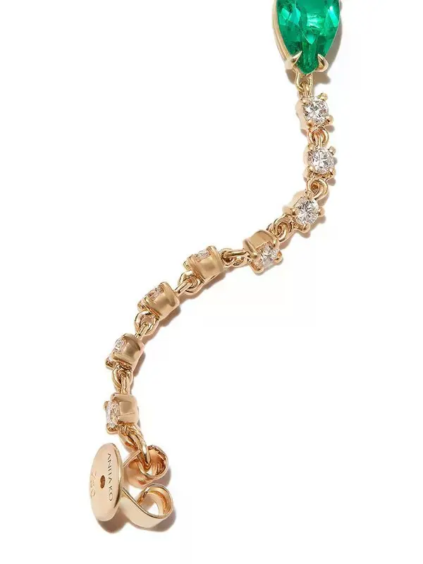 ANITA KO 18kt Yellow Emerald And Diamond Loop Earring