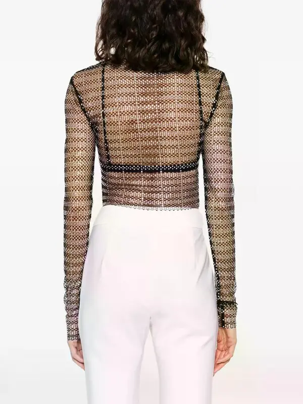 GENNY Rhinestone-embellished Mesh Top