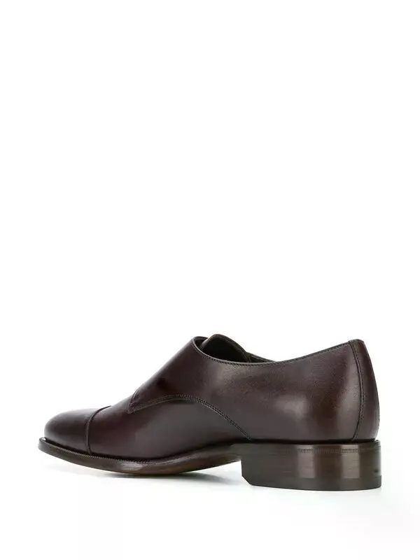 SCAROSSO Classic Leather Monk Shoes - Brown