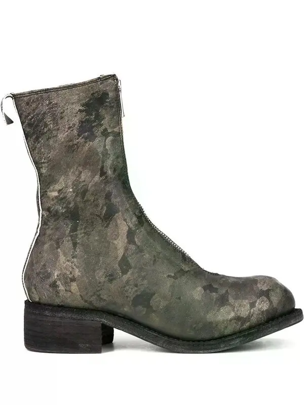 Guidi Printed Zip Front Boots - Green